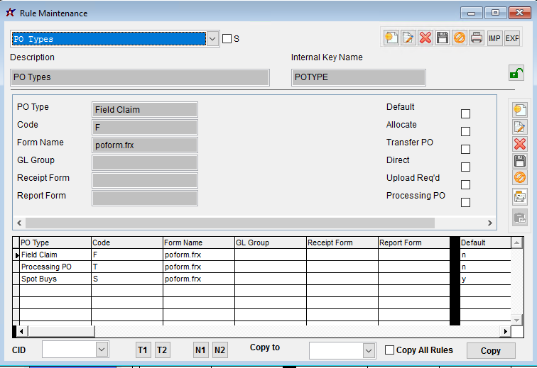Rule Maintenance - PO Types - Adjutant Wiki
