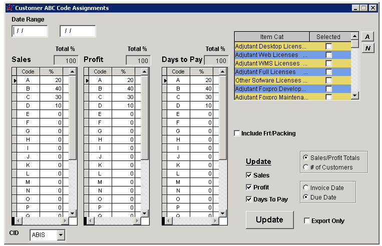 Customer ABC Code Update - Adjutant Wiki