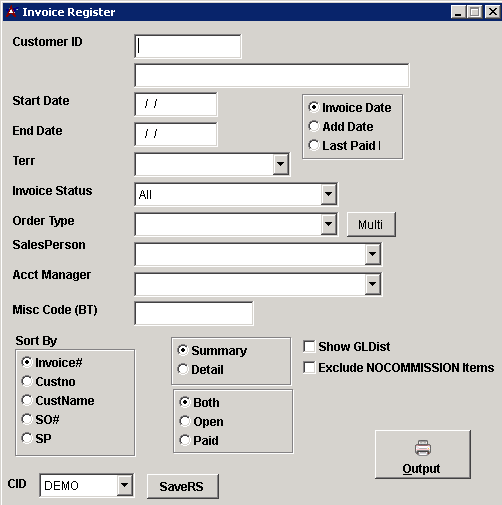 Invoice Register Report - Adjutant Wiki
